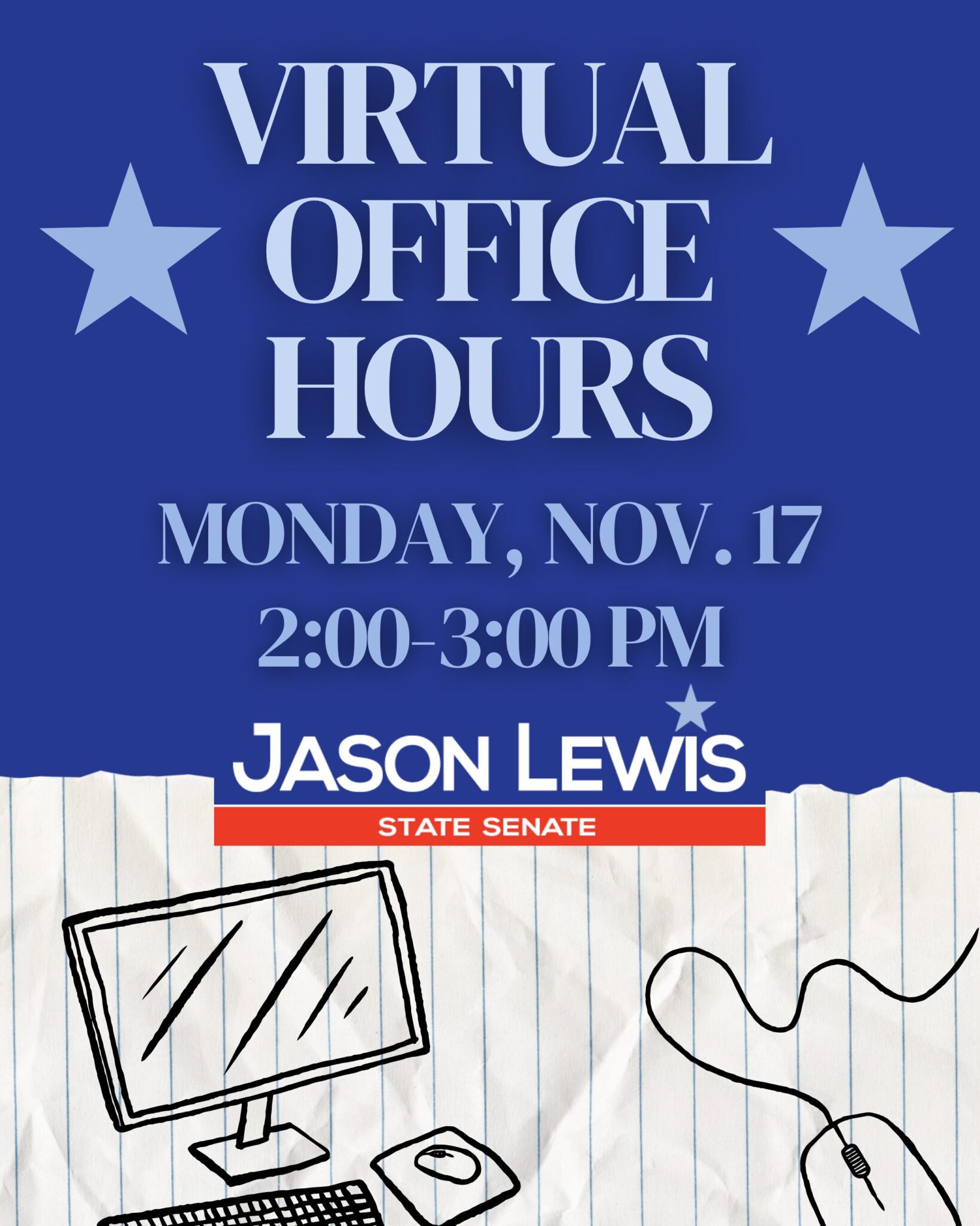 Senator Jason Lewis Announces Virtual Office Hours for November – The ...
